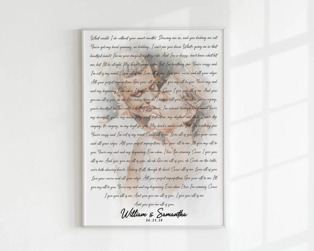 Song Lyrics Photo Art - Love Mementos